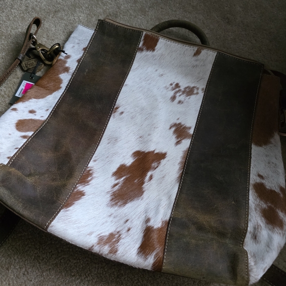 Myra Bag | Bags | Myra Bag Brown And White Leather Backpack Purse Nwt ...